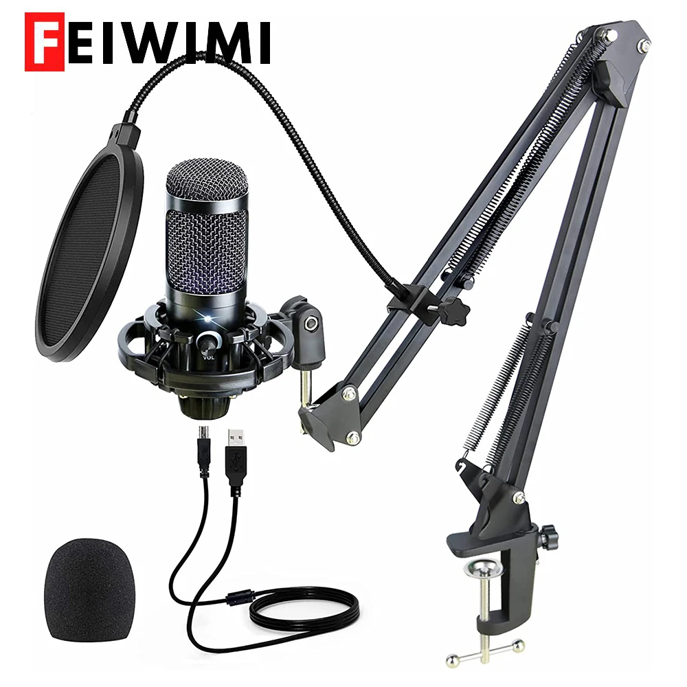 USB-Condenser-Microphone-Kit-With-Adjustable-Scissor-Arm-Stand-Shock ...