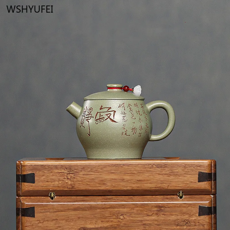 Yixing-Purple-Clay-Pot-Handmade-teapot-Raw-Bean-Green-Sand-Pot ...