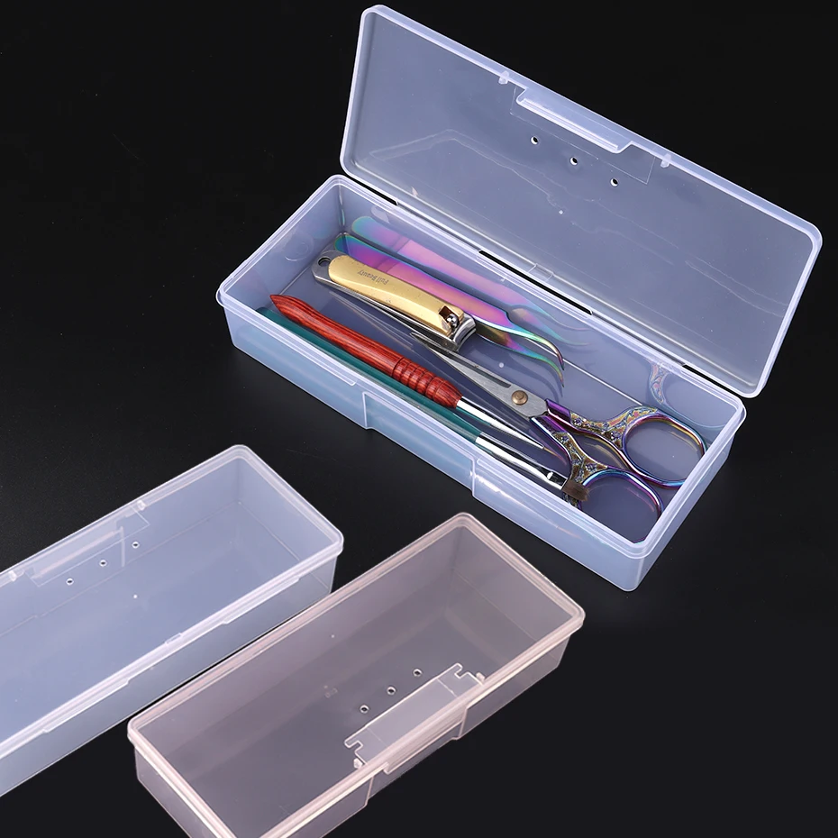 Nail-Art-Storage-Box-Nail-Parts-Organizer-Clear-Pink-Cuboid-Plastic ...