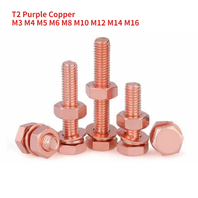 M3 M4 M5 M6 M8 M10 M12 M14 M16 Red Copper External Hex Hexagonal Bolt ...
