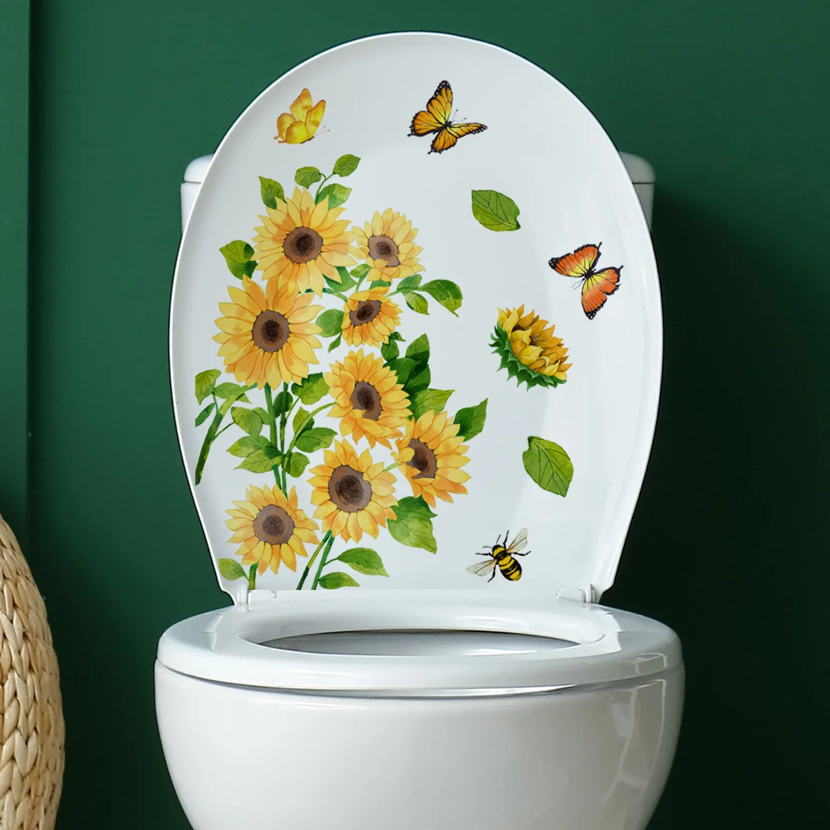 1PC-Plant-Leaves-Toilet-Stickers-WC-Self-Adhesive-Mural-Butterfly-Wall ...