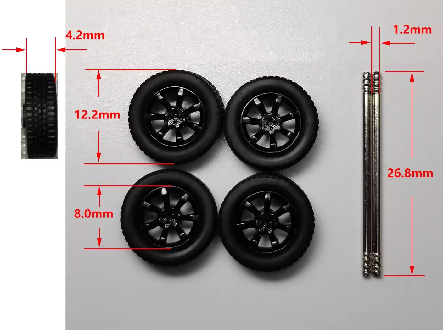 1set-for-1-car-12-2mm-Diameter-4-2mm-Width-Wheel-Tire-Axle-Modify-Parts ...