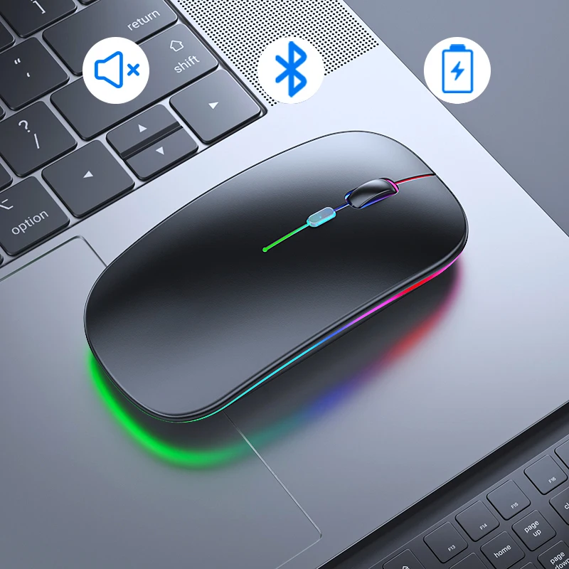 RGB Wireless Mouse Computer Bluetooth Mouse Rechargeable Mouse ...