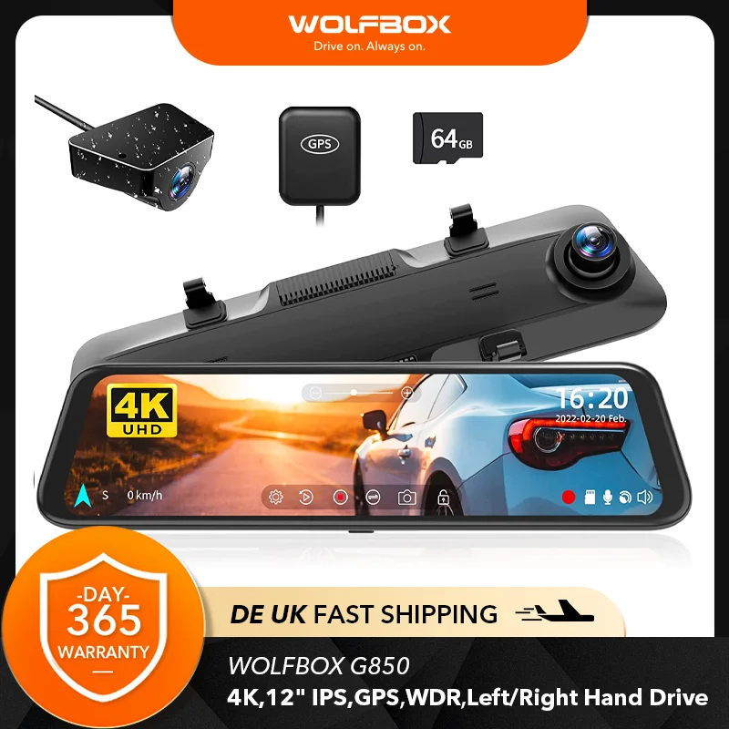 WOLFBOX-G850-Front-and-Rear-4K-Dash-Cam-Car-Camera-WDR-1080P-Dash ...