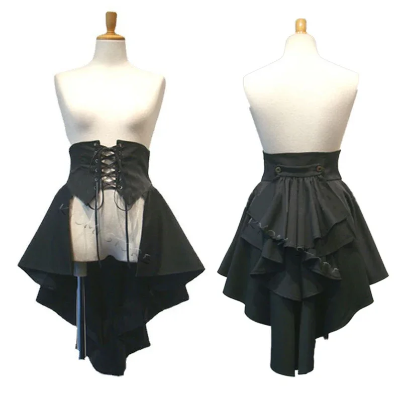 Victorian Burlesque Ruffles High Rise Medieval Lacing Irregular Slim ...