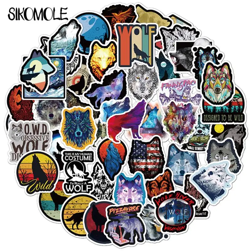 10-30-50PCS-Cartoon-Wind-Wolf-Sticker-Animal-Suitcase-DIY-Toys ...