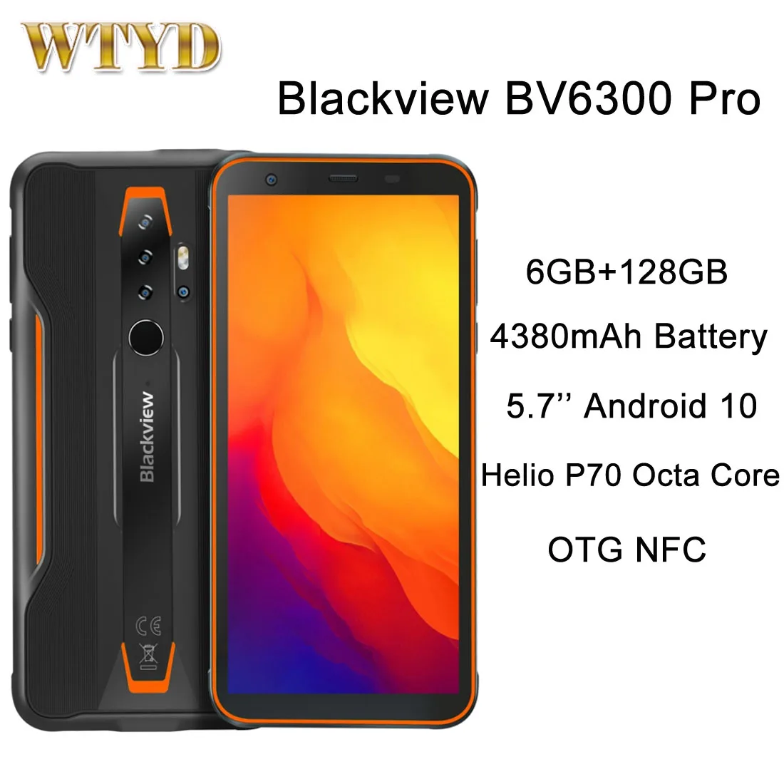 Blackview BV6300 Pro Rugged Phone 6GB+128GB IP68 Waterproof 4380 mAh 5.7 inch Android 10 Helio ...