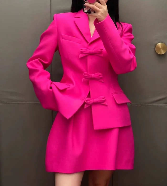 Luxury-Brand-Name-Rose-Red-Coat-Fashion-Slim-Blazer-Outfits-Elegant ...
