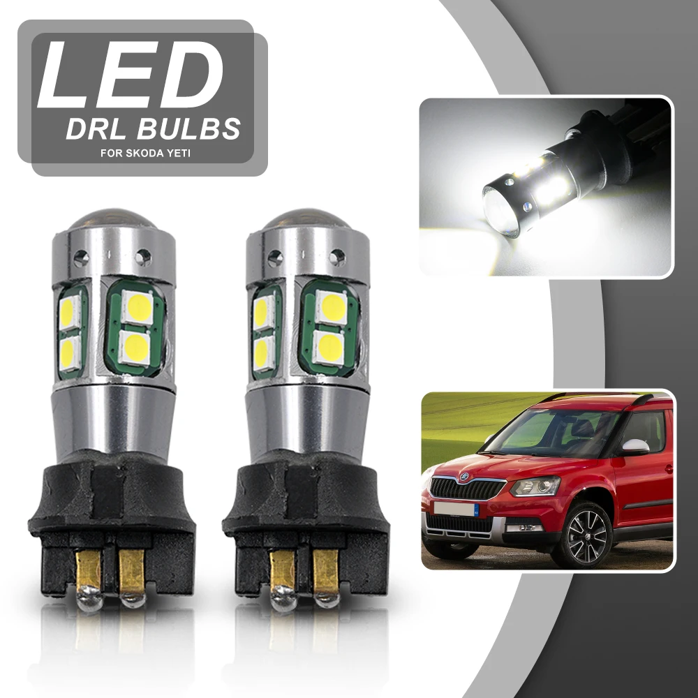 2x LED Daytime Running Lights For 2014 2015 2016 2017 Skoda Yeti PW16W ...