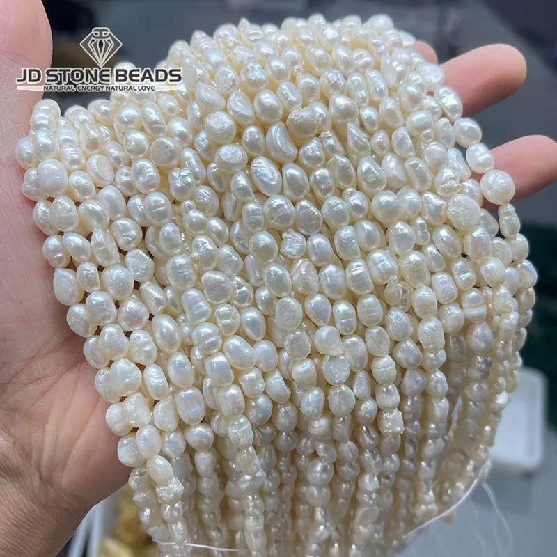 Natural White Freshwater Pearl Beads Irregular Shape Straight Hole ...