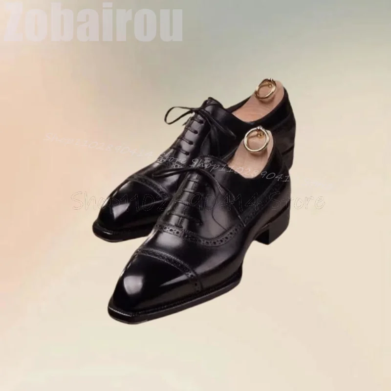 Black-Carving-Design-Square-Toe-Strappy-Men-Derby-Shoes-Fashion-Lace-Up ...
