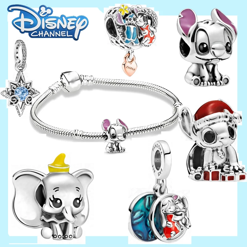 Disney pulsera con cuentas de plata para mujer, brazalete Original con ...