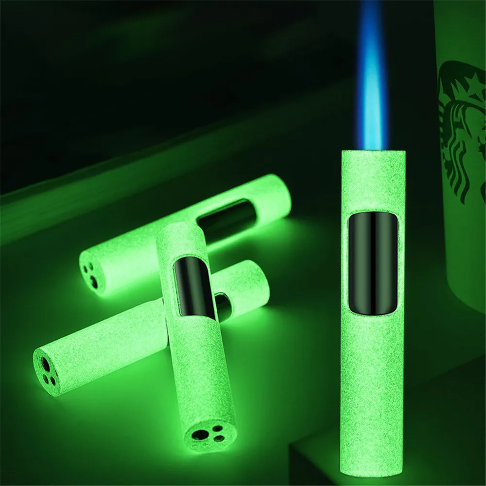Metal-Luminous-Jet-Flame-Lighter-Windproof-Straight-Fire-Inflatable ...