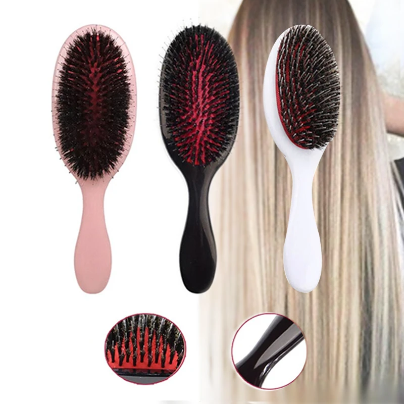 1pc Oval Boar Bristle & Nylon Hair Comb Mini Anti-static Hair Scalp ...