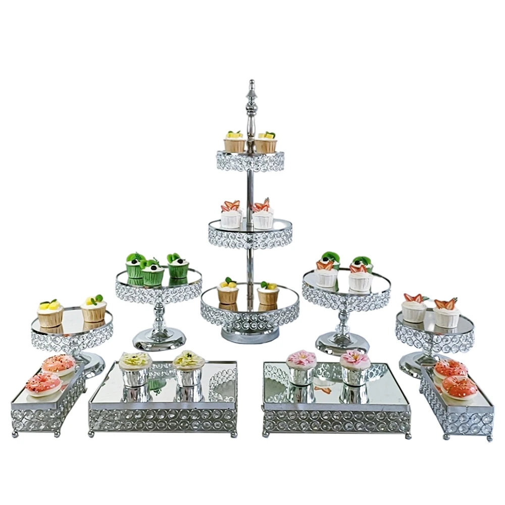 3Pcs-17Pcs-lot-3-Tiers-Cupcake-Tower-Stand-with-Hanging-Crystal-wedding ...