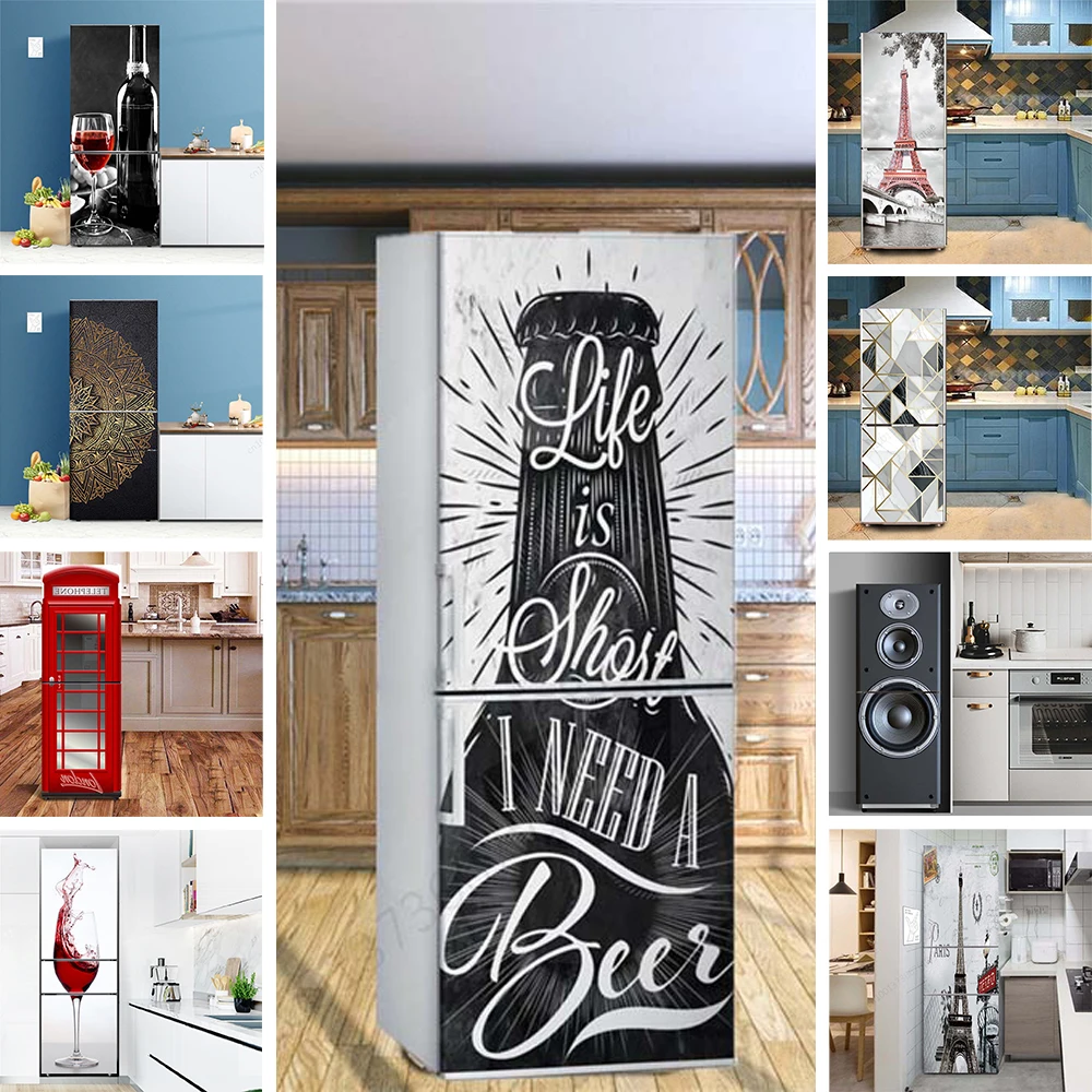 Abstract-Line-Fridge-Stickers-Adhesive-Full-Door-Cover-for-Refrigerator ...