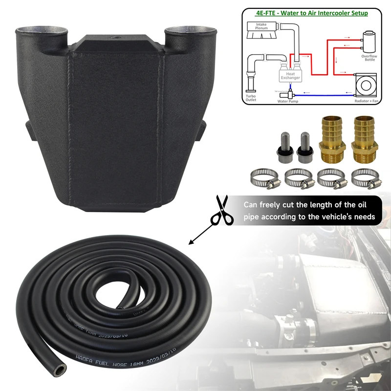 Aluminum-Liquid-Water-to-Air-Intercooler-w-Fitting-Adapter-Hose-Clamps ...