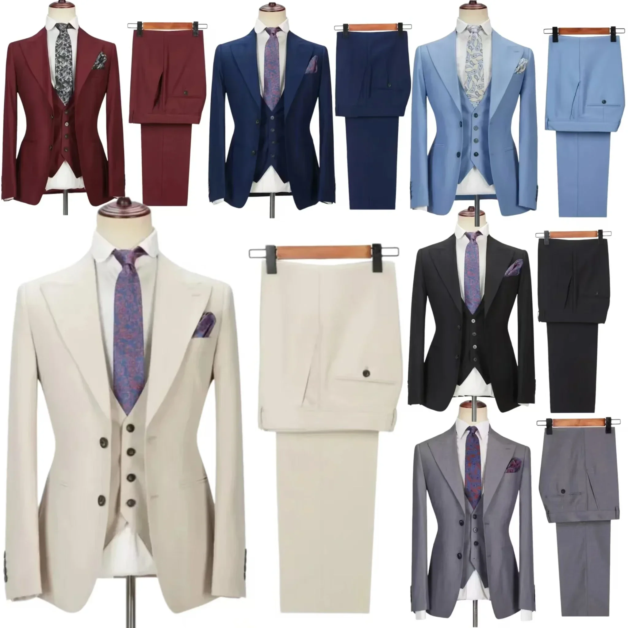 Trajes-de-esmoquin-ajustados-para-hombre-conjunto-de-chaqueta-chaleco-y ...