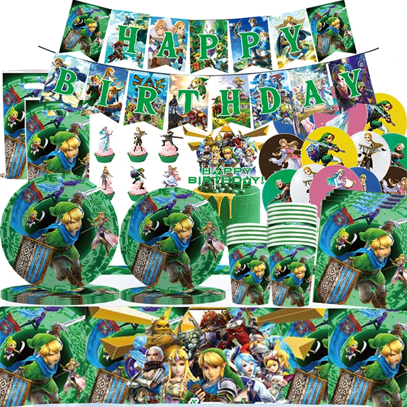 Zeldaes-Game-Latex-Balloons-Banner-Cake-Topper-Cartoon-Theme-Happy ...
