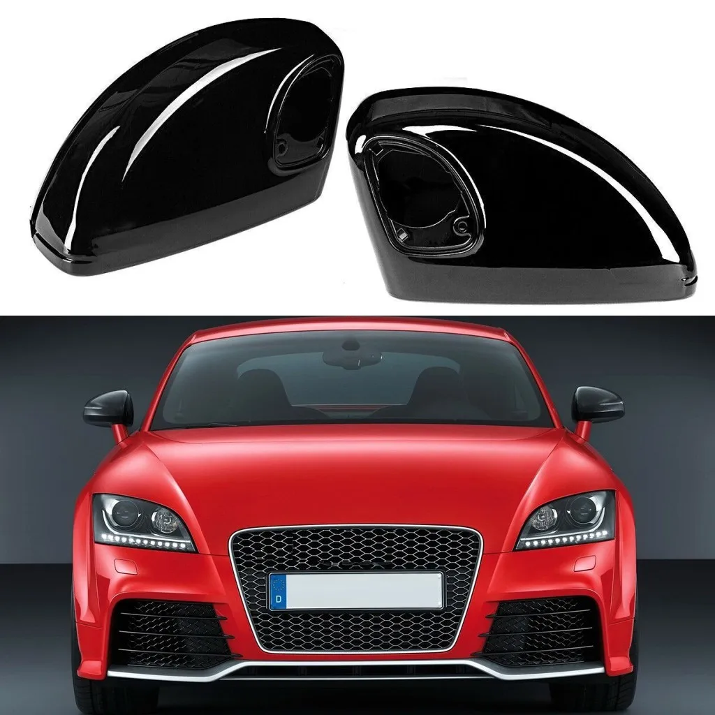 Gloss-Black-Car-Rearview-Mirror-Cap-Side-Wing-Cover-For-Audi-TT-TTS-MK2 ...