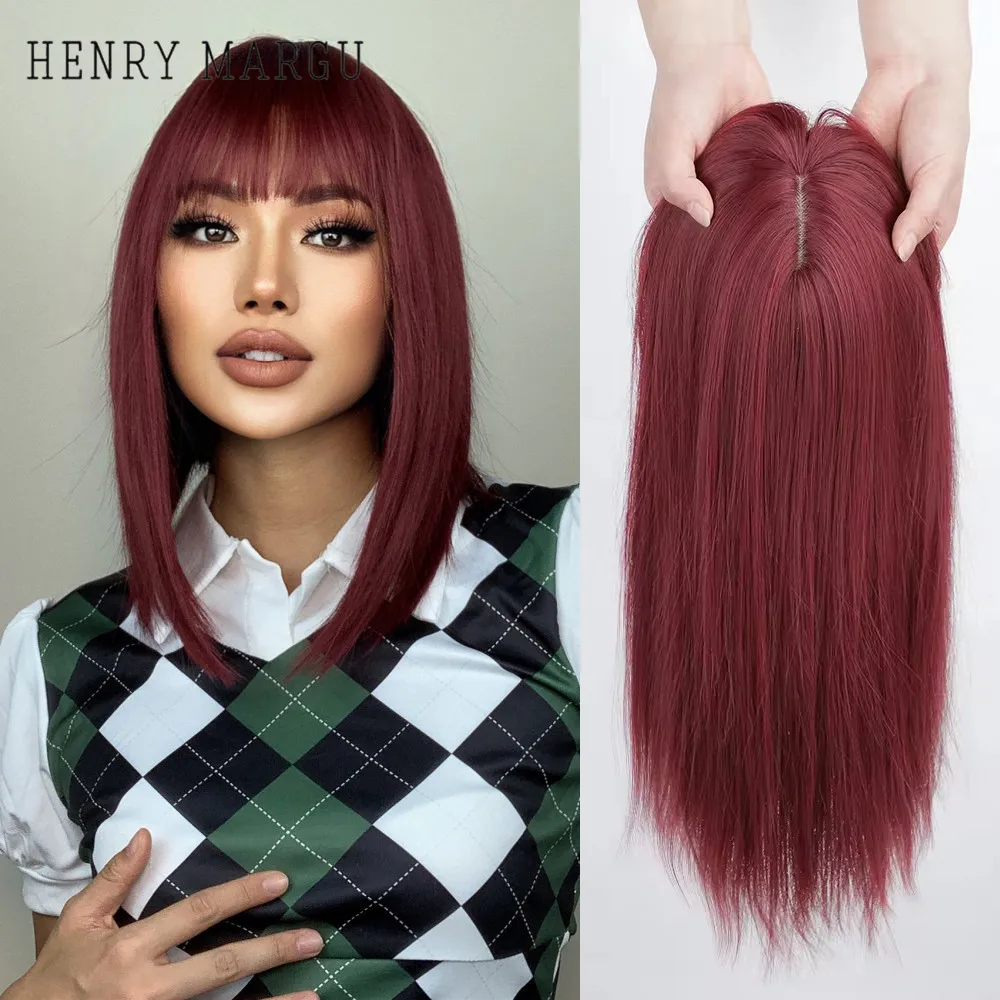 HENRY MARGU Burgundy Synthetic Hair Topper Wine Red Hair Wig Pieces ...