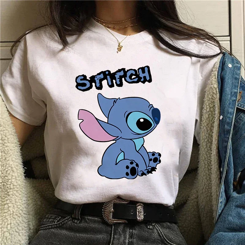 Camiseta gótica de Stitch de Disney para mujer, remera estampada de ...