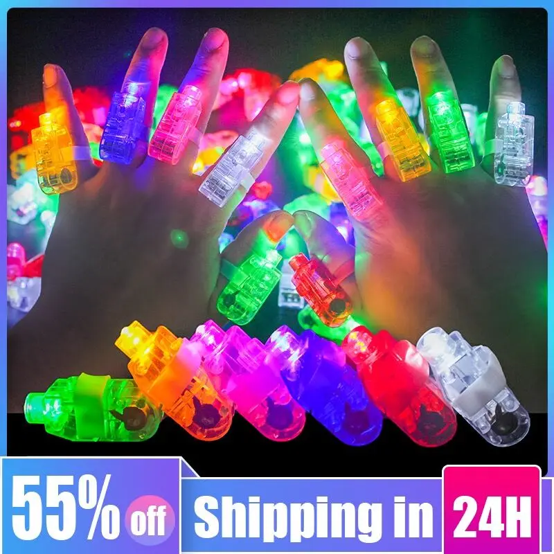 30-50-100-120Pcs-LED-Finger-Lights-Party-Favors-Glow-Finger-Rings-Rave ...