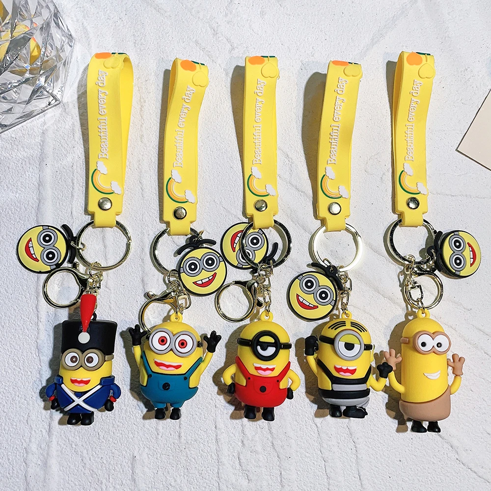 Minions-Keychain-Cartoon-Toys-Model-Silicone-Pendant-Keyring-Cosplay ...