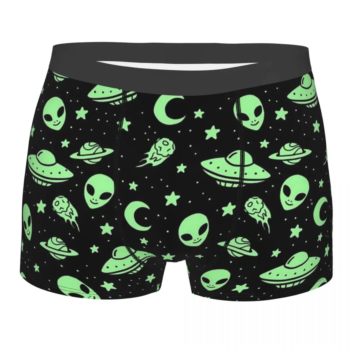 Man-Boxer-Shorts-Panties-UFO-And-Alien-Pattern-Mid-Waist-Underwear-Male ...
