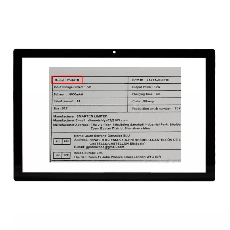Pantalla táctil de 10,1 pulgadas y 45 pines para tableta SMARTCN IT ...