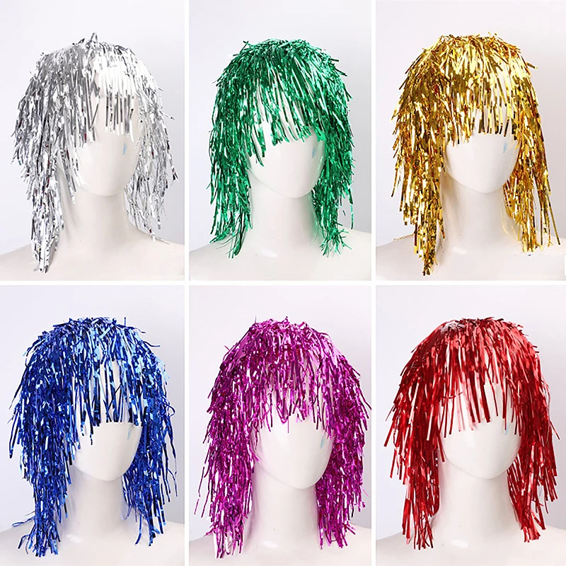 Foil-Tinsel-Wigs-Costume-Cosplay-Funny-Shiny-Hat-Metallic-Hair ...