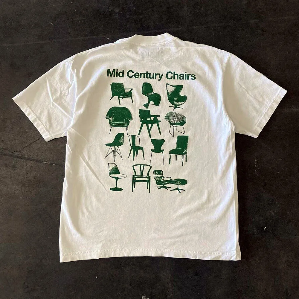 Mid Century Chairs Vintage Style Printing Graphic Tees Unisex Loose ...
