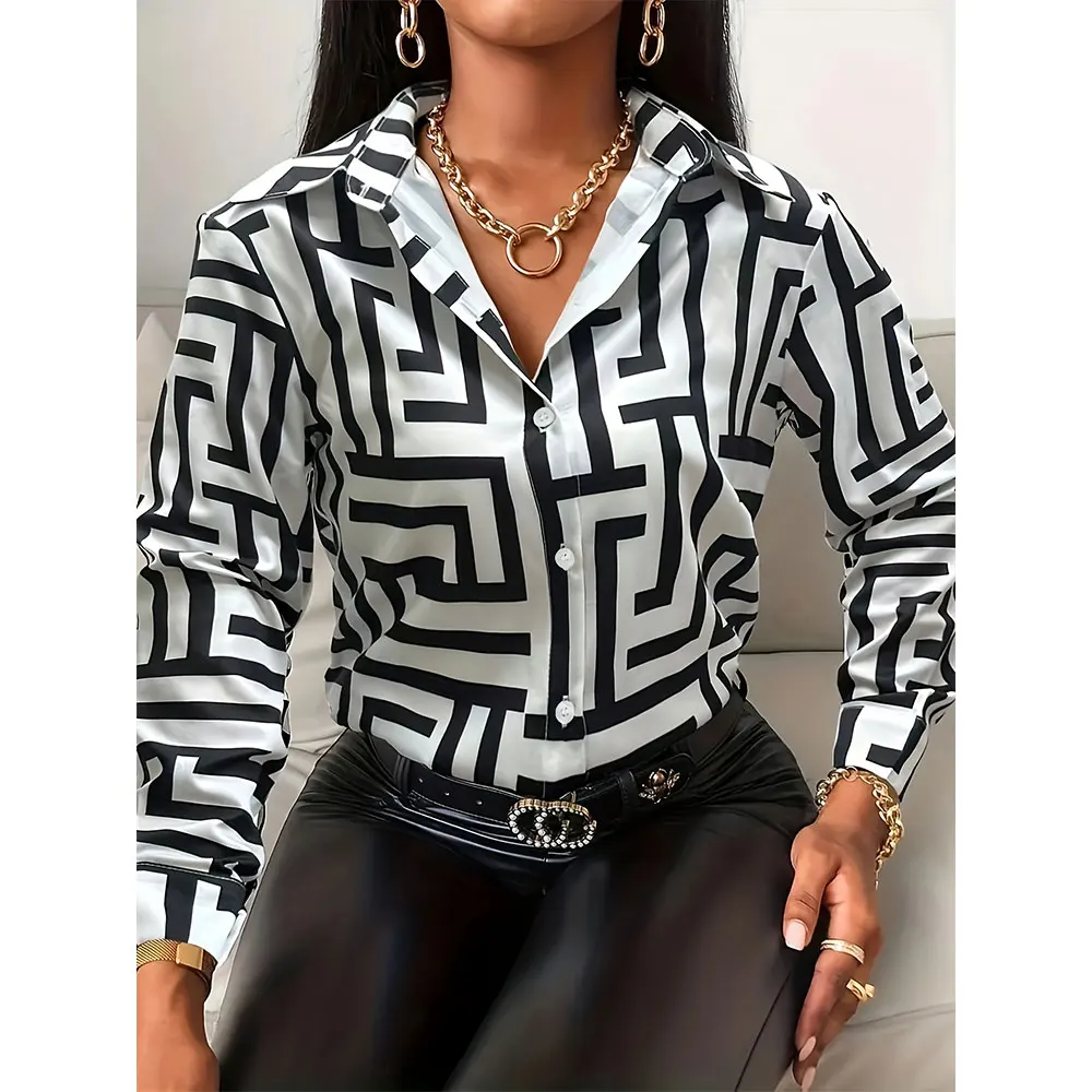 Summer Shirt For Women Simple Formal Dress For Women Large Lapel Button ...