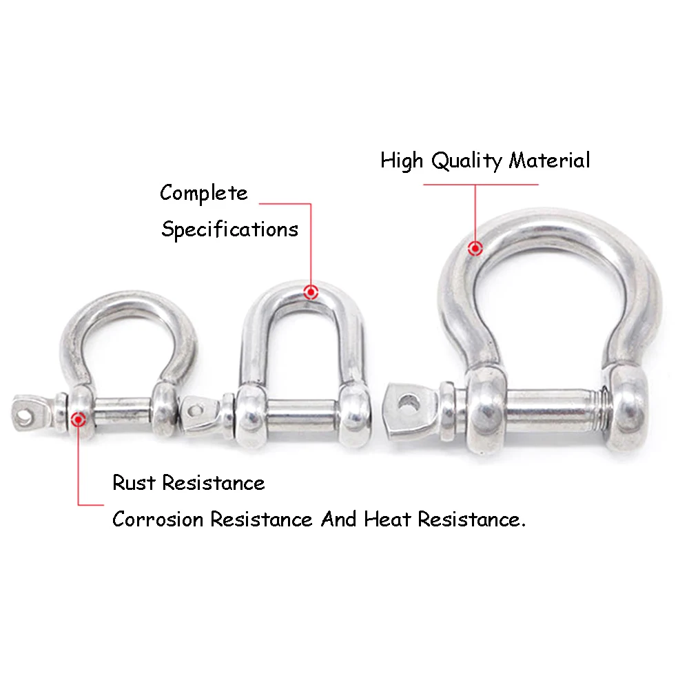 1Pcs D Type Steel Buckle / Bow Shackle M4 M5 M6 M8 M10 M12 M14 Lifting ...
