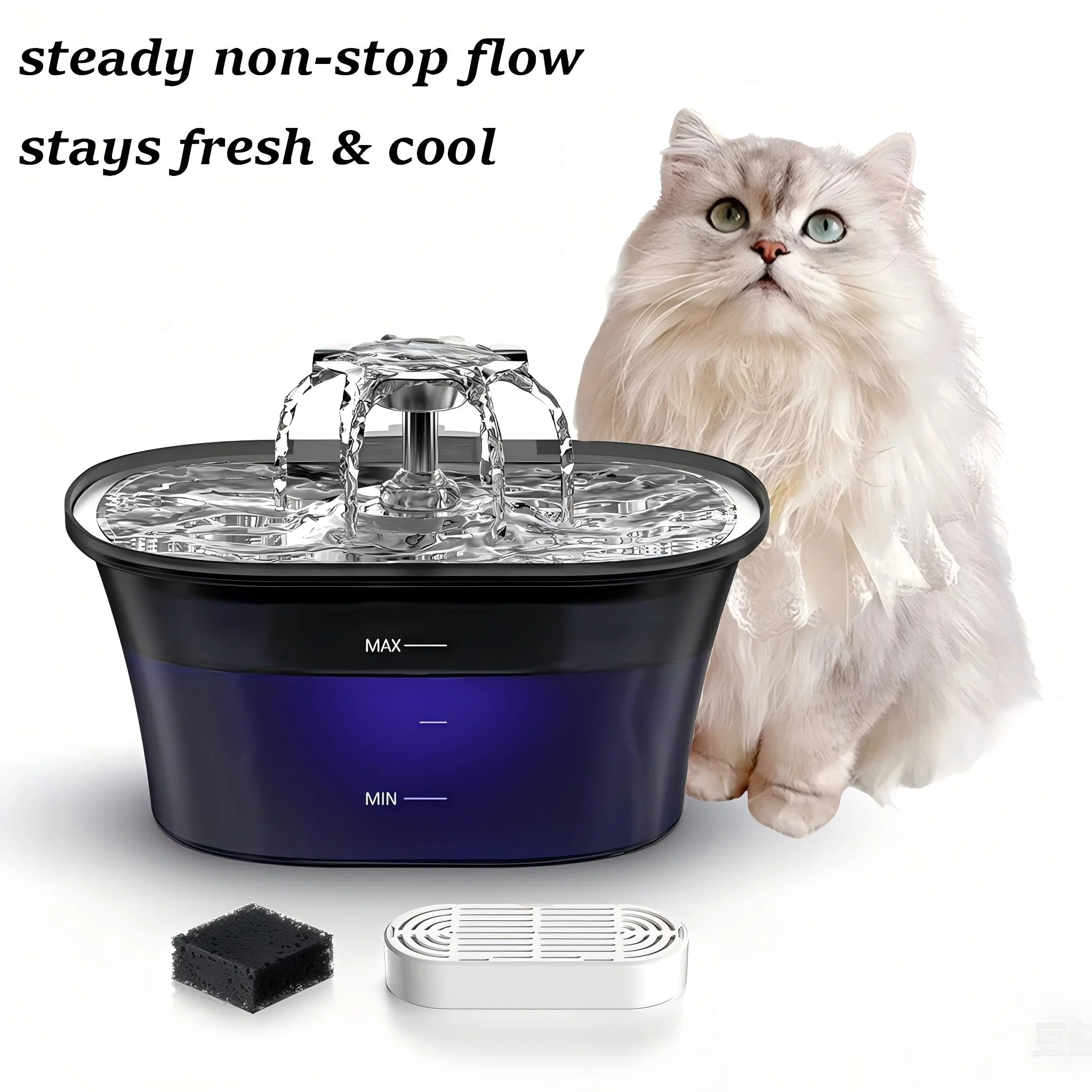 2.5L Cat Water Fountain Auto Filter USB Electric Mute Cat Drinker Bowl ...