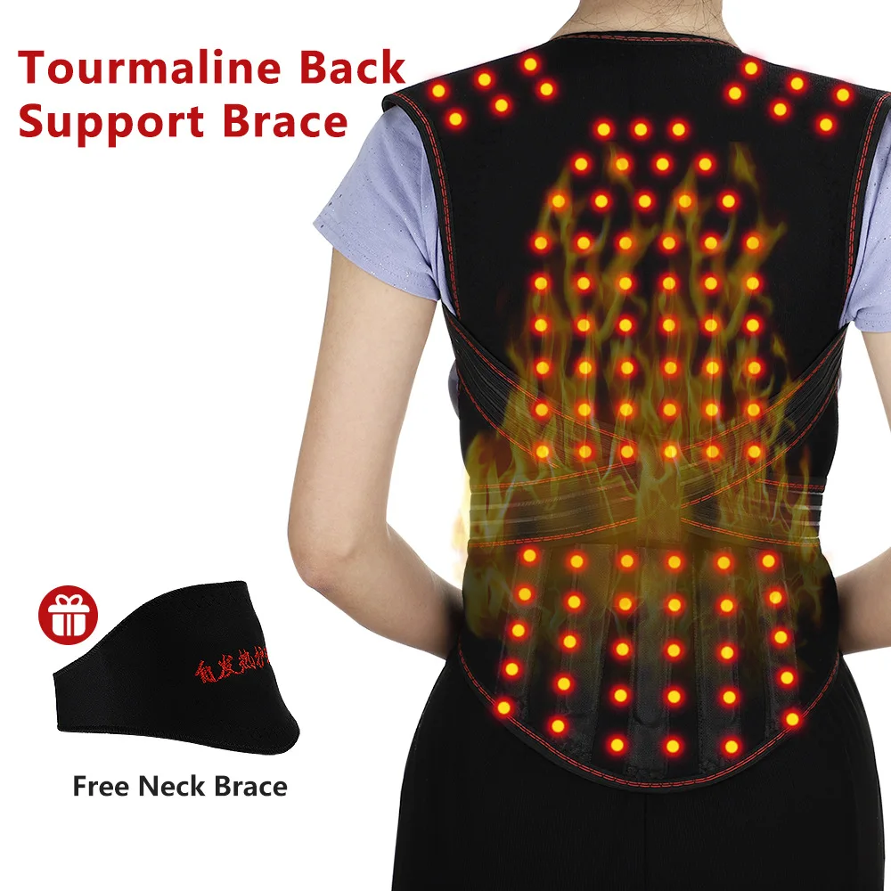 Magnetic Back Support Magnets Heating Therapy Vest Waist Brace Posture ...