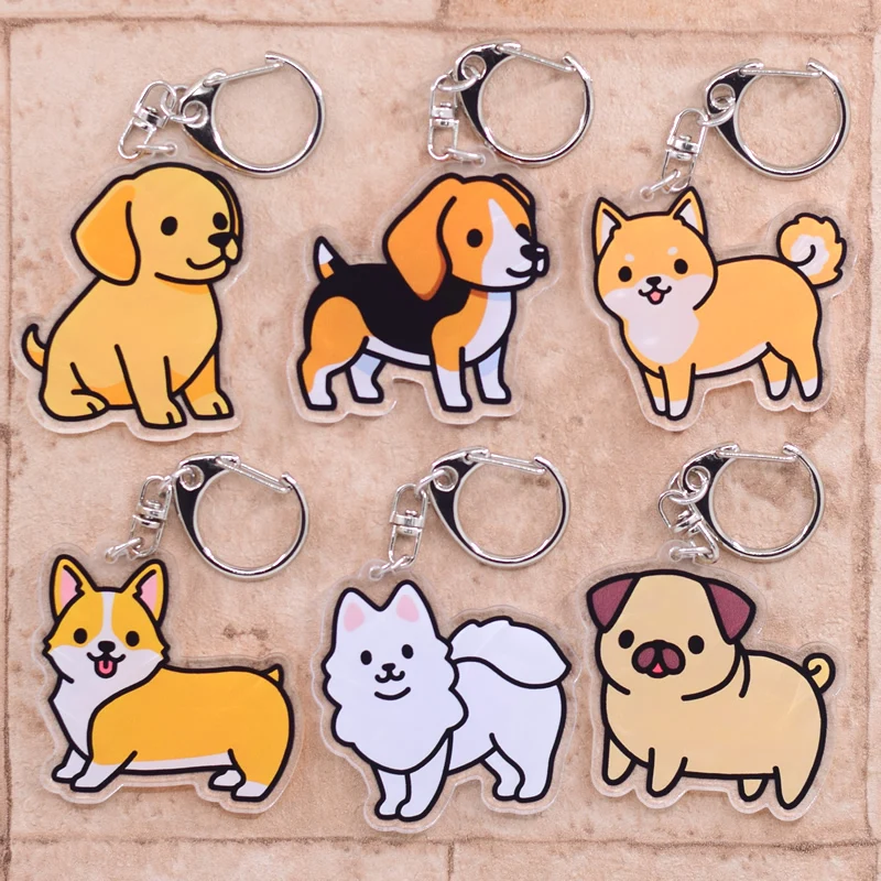 Cute-Dogs-Keychain-Arcylic-Cartoon-Figures-Keyrings-Accessories-Kids ...