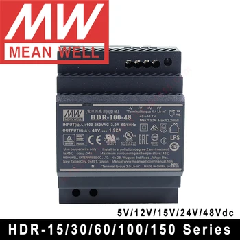 Original Mean Well HDR-15 30 60 100 150 series DC 5V 12V 15V 24V 48V meanwell Ultra Slim Step ...