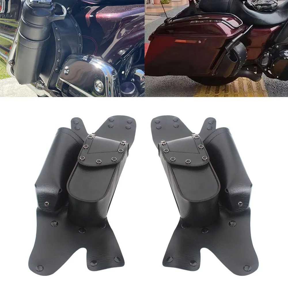 Motorcycle-Saddlebag-Guard-Bags-w-Water-Bottle-Cup-Holder-Tool-Bag ...