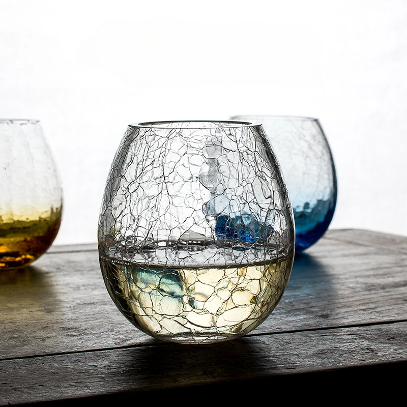 Vintage Crystal Glass Cup, Egg-shaped, Ice Crack, Whiskey Glass, Nordic ...