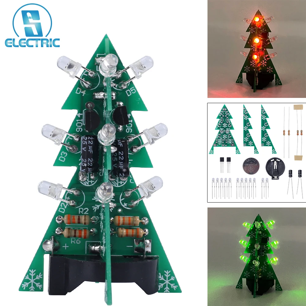 DIY-Electronic-Soldering-Kit-3D-Mini-Christmas-Tree-RGB-LED-Flashing ...
