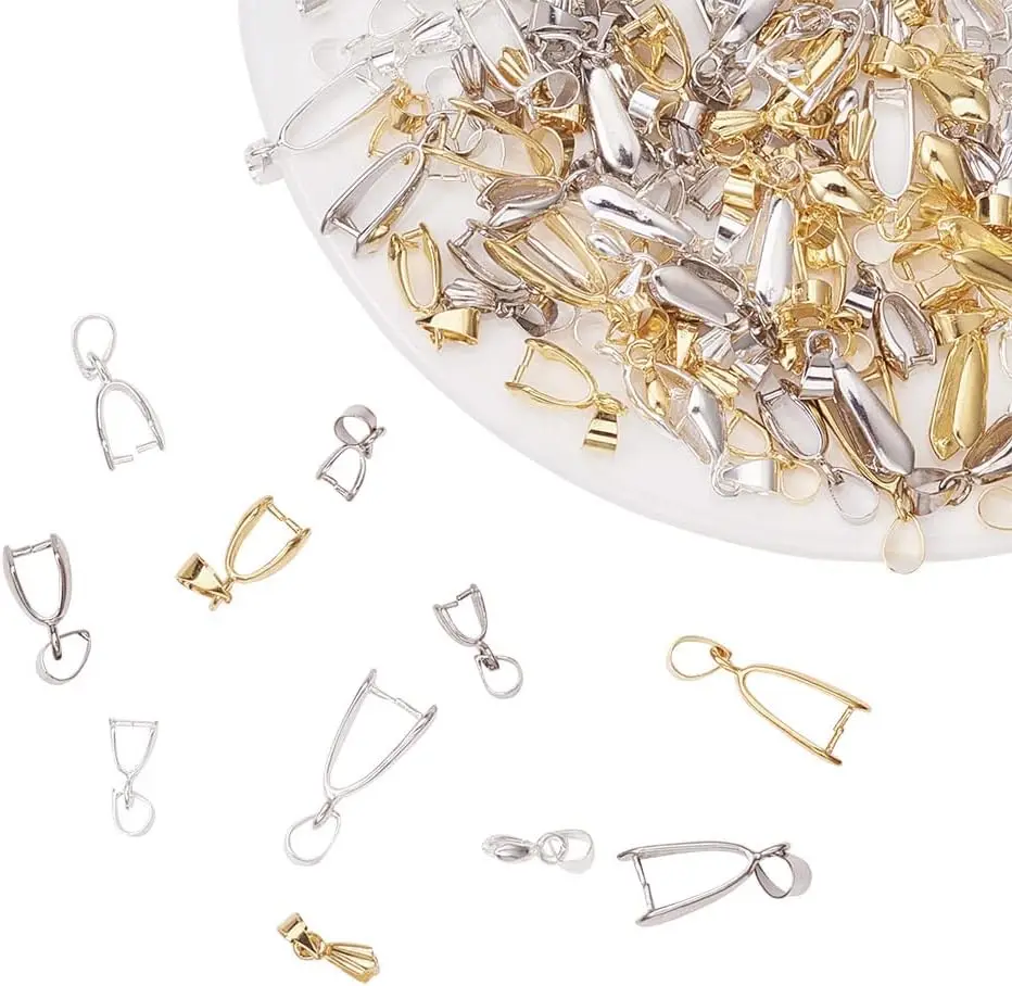 120pcs-Brass-Pinch-Clip-Bail-Clasp-Dangle-Charm-Bead-Pendant-Connector ...
