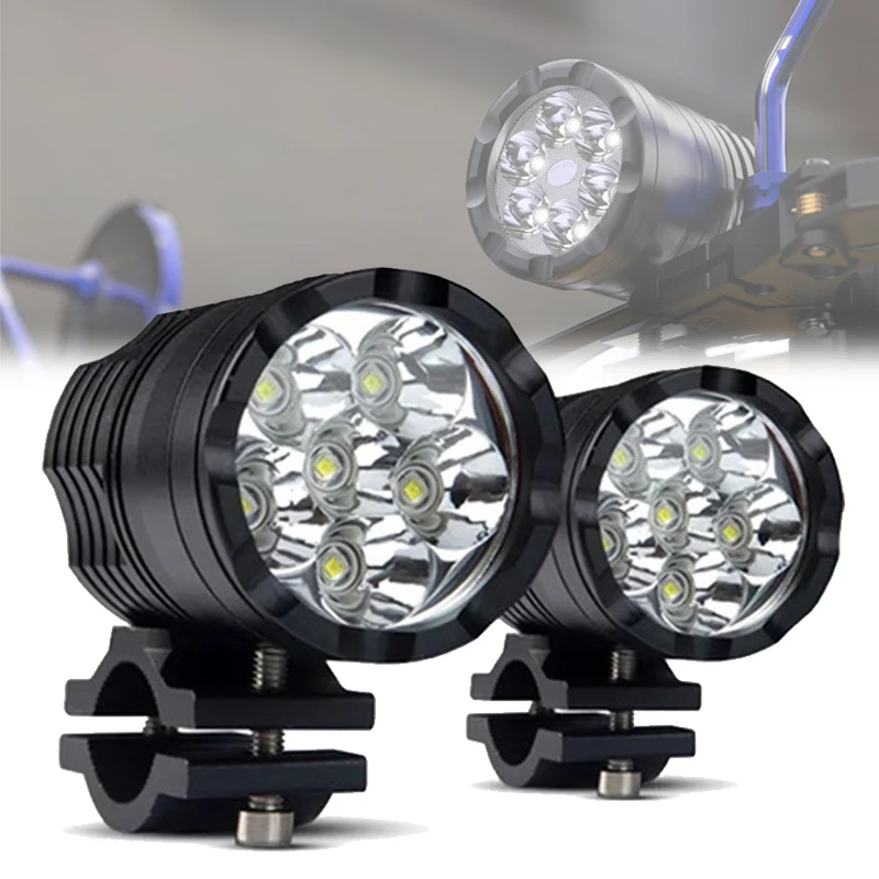 2PCS-12V-6-LED-Motorcycle-Waterproof-Auxiliary-Headlight-Moto-LED ...