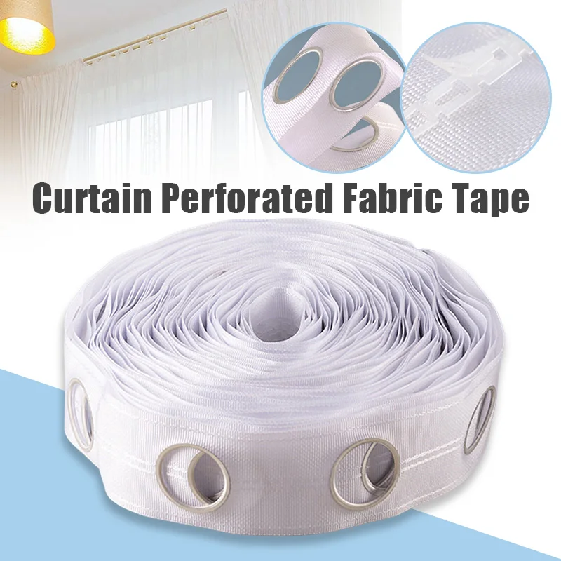 15M-Curtain-Eyelet-Punch-Tape-White-Nylon-Curtain-Heading-Tape-Sew-With ...