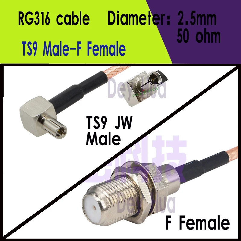 10PCS-TS9-Male-to-F-Female-CRC9-Male-to-F-Female-RF-connector-RG316 ...
