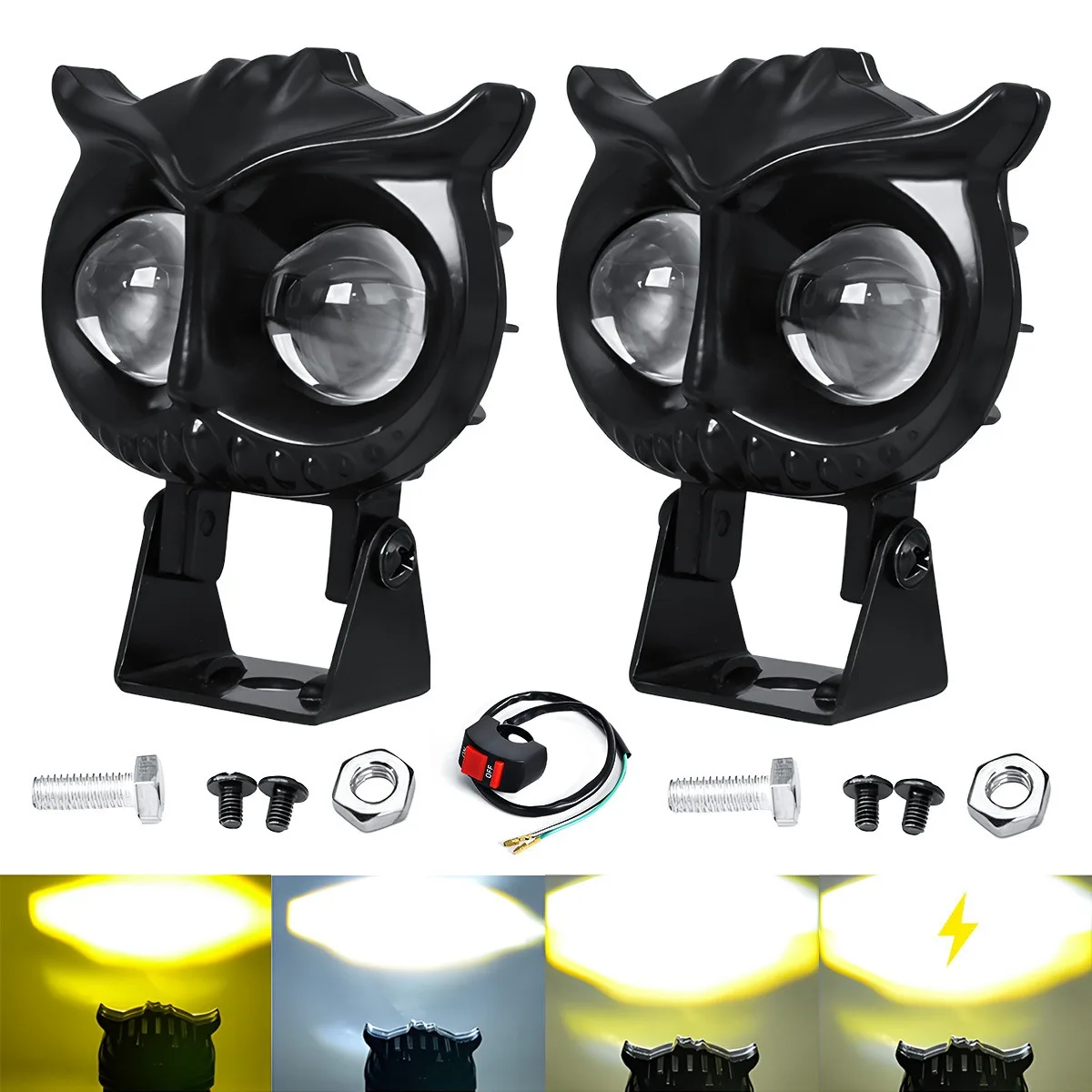 High Brightness 12V 16W LED Motorcycle Headlight Spotlight 3000K 6000K ...