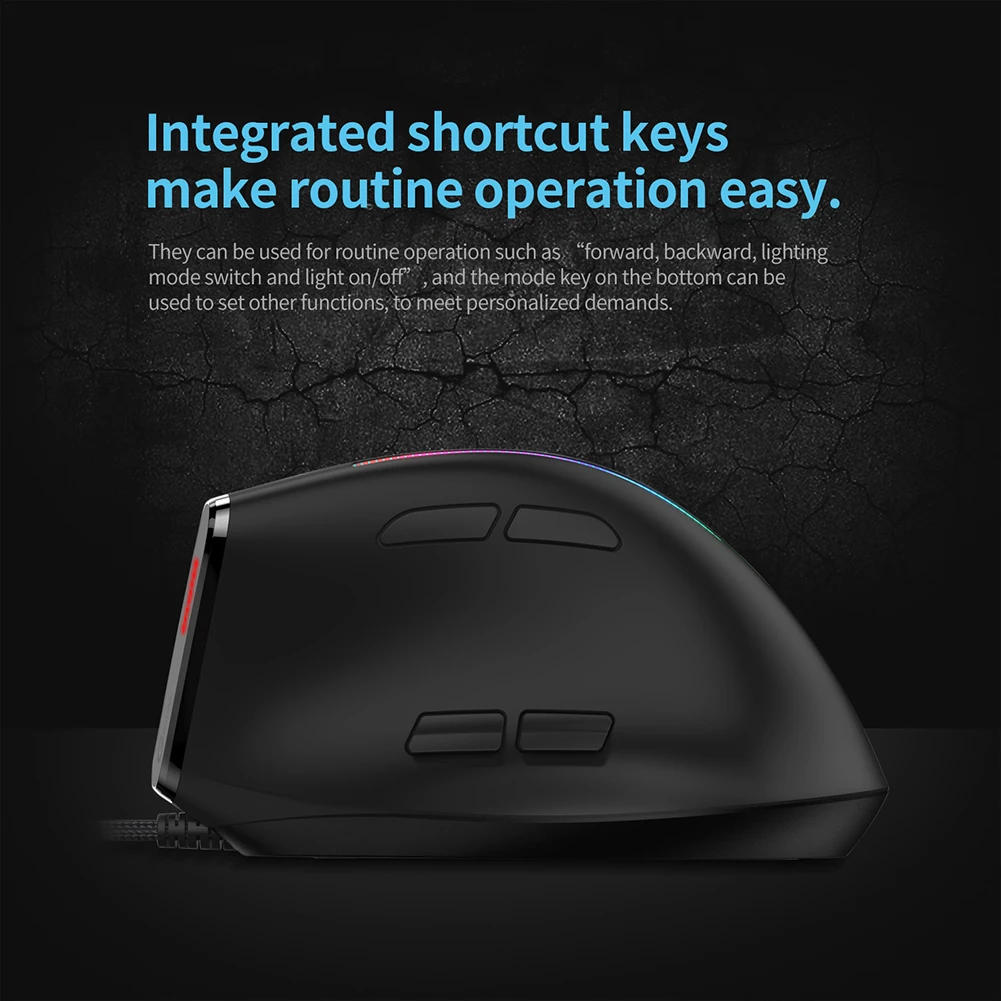 ZELOTES 9 Buttons T-50 Wired Vertical RGB Gaming Mouse Ergonomic RGB ...