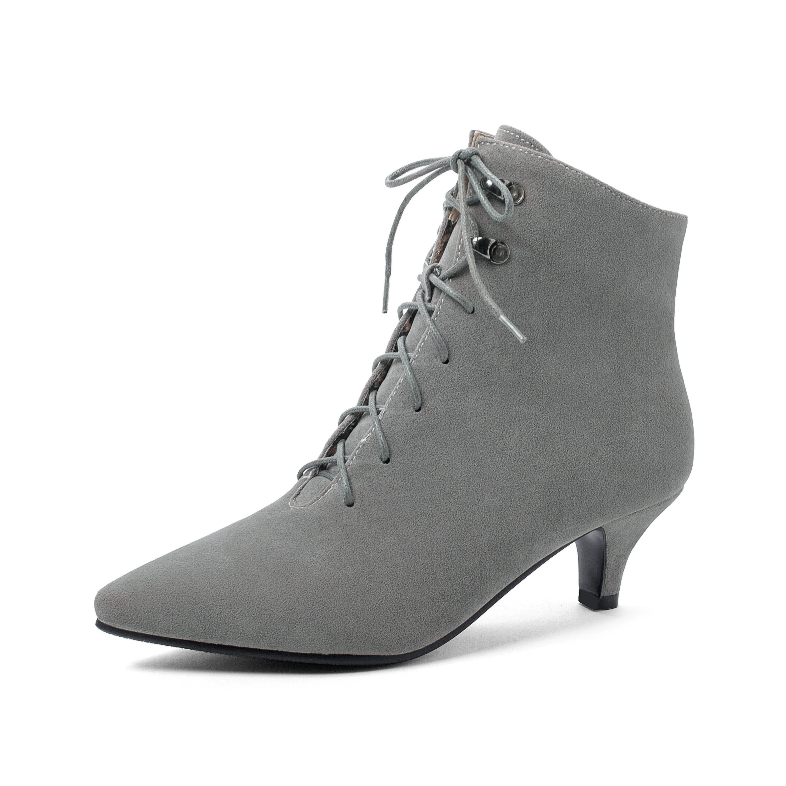 Botines con cordones a la moda para mujer, botines informales de tacón ...