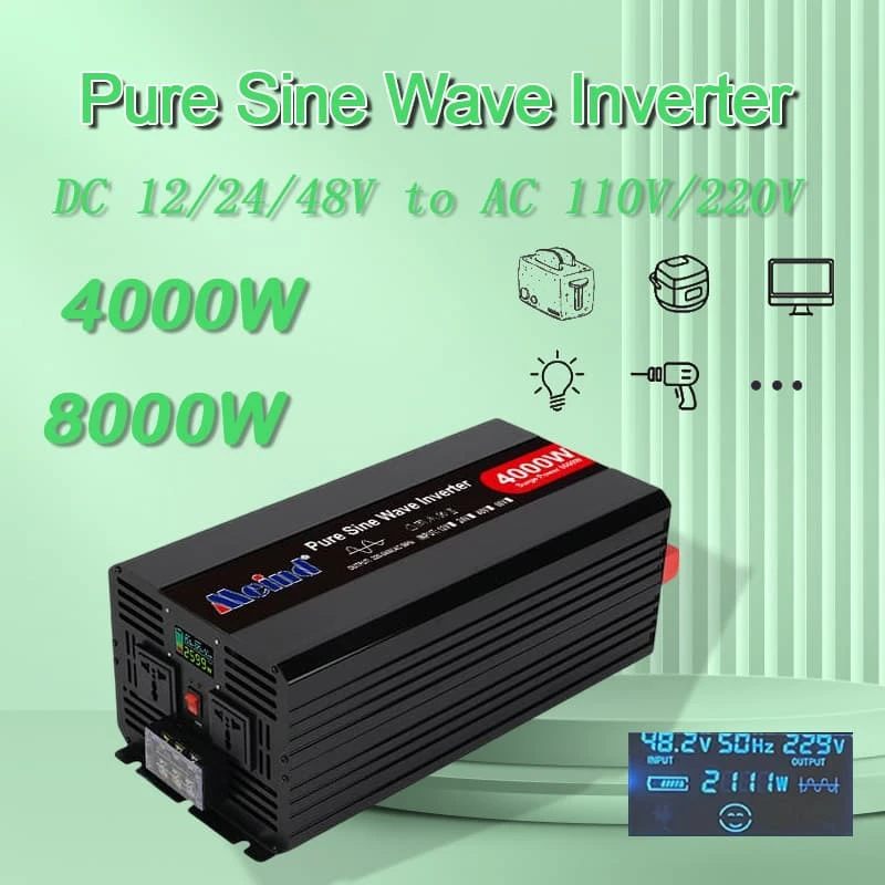 High Quality Psw Pure Sine Wave Dc 12v/24v/48v To Ac 110v/220v 4000w Peak 8000 Watt Power ...
