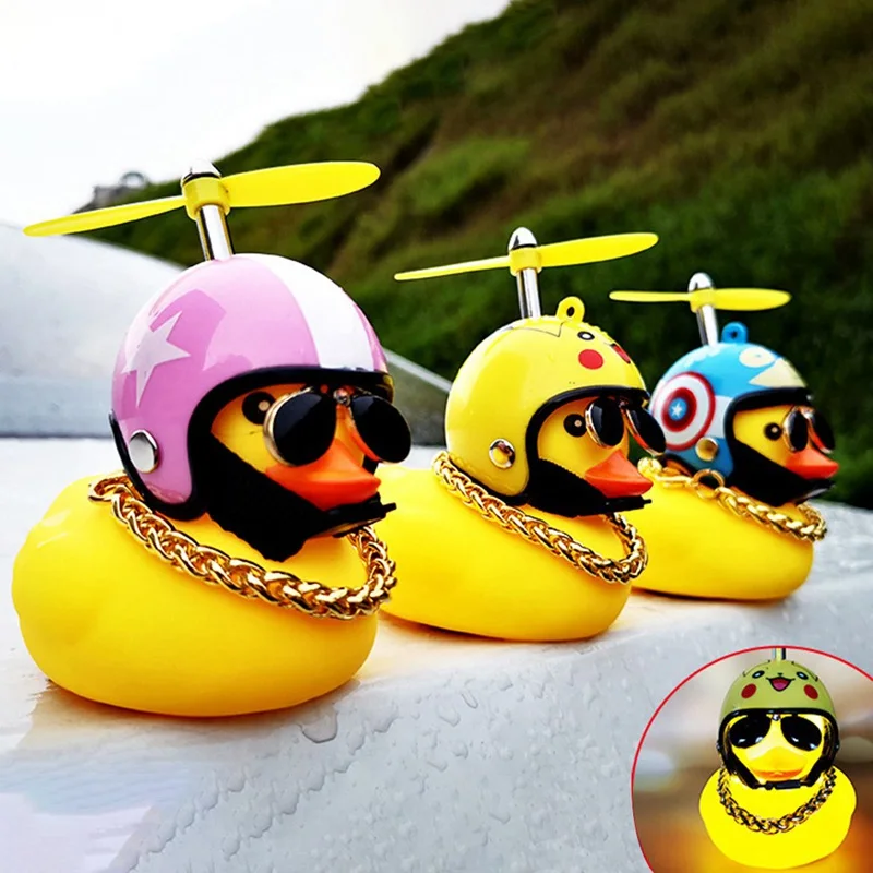 Cute-Duck-with-Helmet-Broken-Wind-Small-Ornaments-Bicycle-Decor-Cycling ...